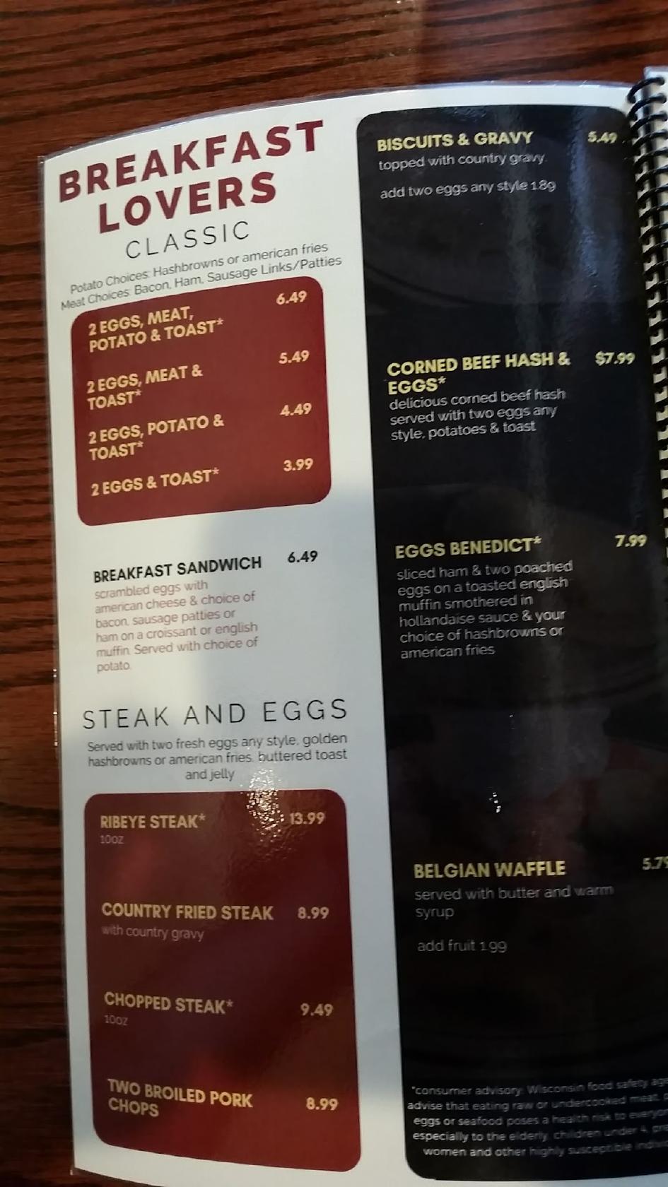 Menu at The Café at Bellevue restaurant, Bellevue