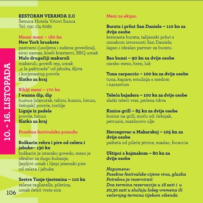 Menu da Veranda ristorante, Malfi