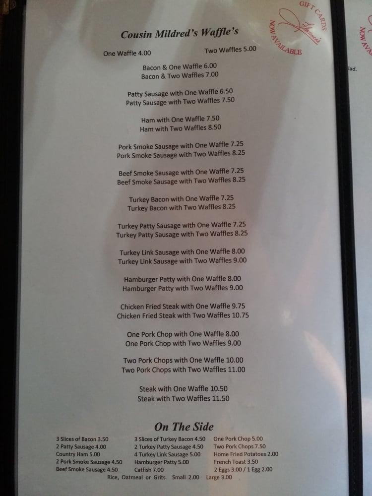 Menu at Florence's Restaurant, Oklahoma City