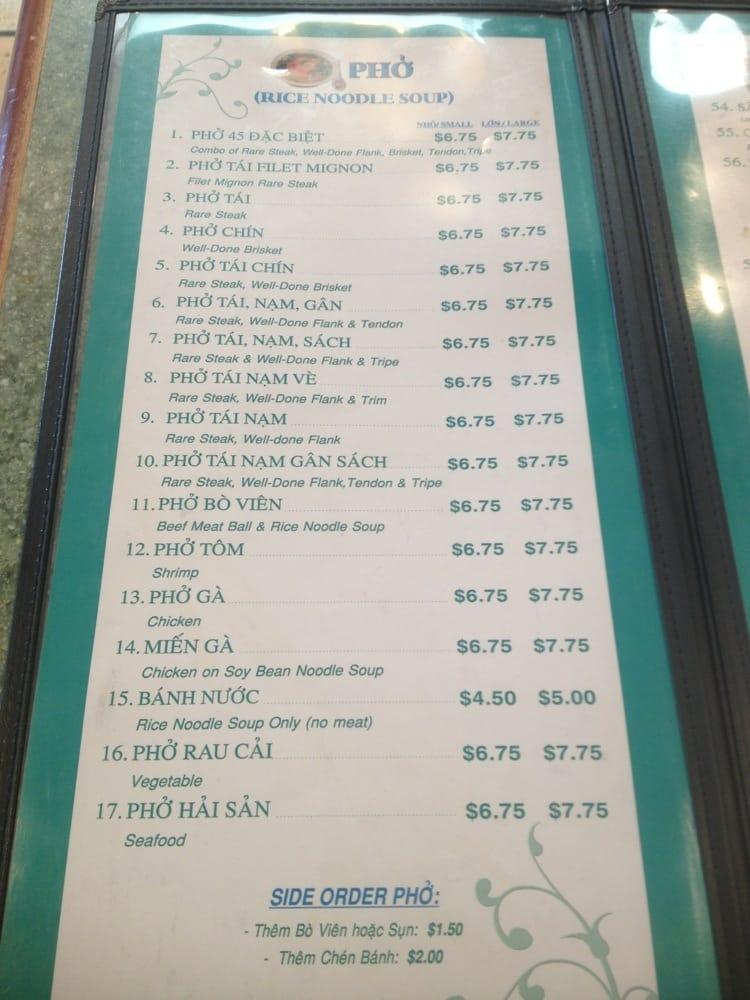 Menu at Pho 45 - La Mirada restaurant, La Mirada, La Mirada Blvd