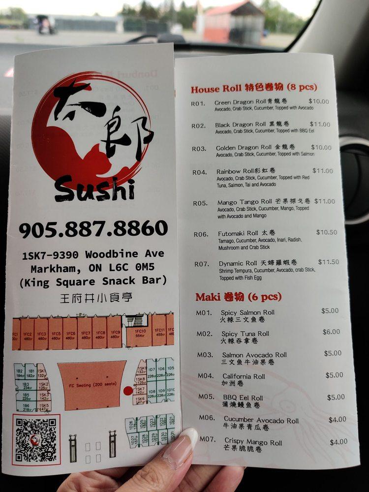Menu at Sushi Taro restaurant, Markham