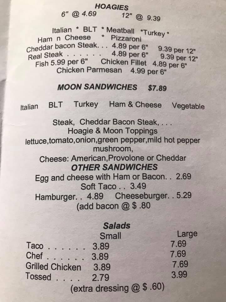 Menu at C & T's Pizza pizzeria, New Florence
