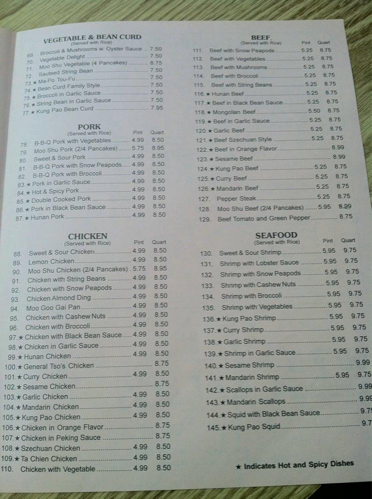 Carta del restaurante Delicious Chow Mein, Crystal