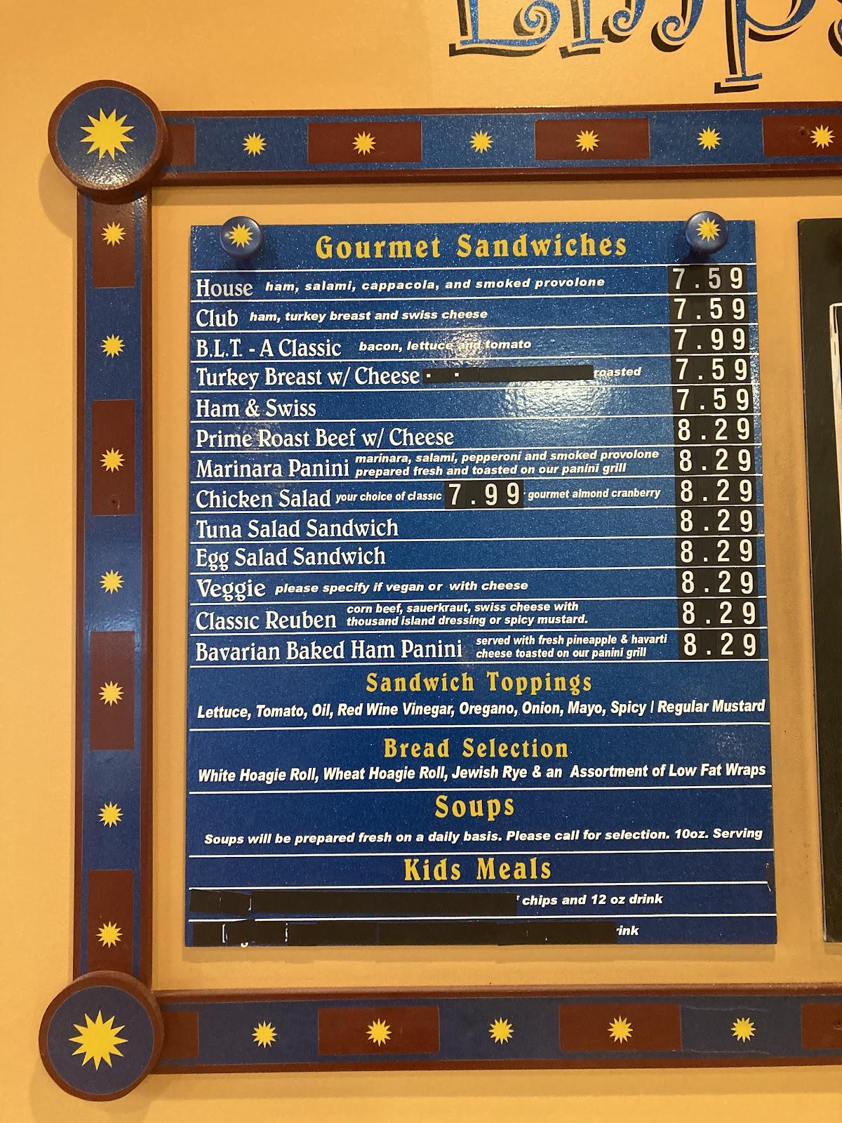 Menu at Empson's Deli restaurant, Stockbridge, Rock Quarry Rd #109