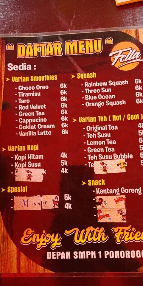 Menu at FELLA pub & bar, Ponorogo