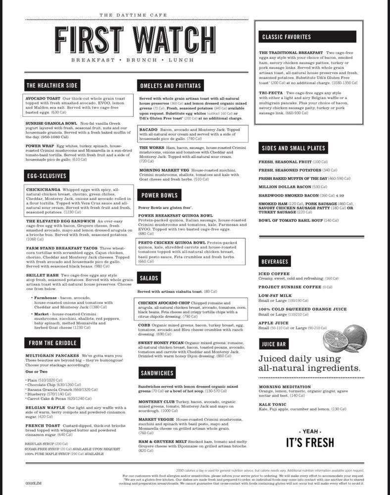 Menu at First Watch cafe, Denver, S Parker Rd Ste A