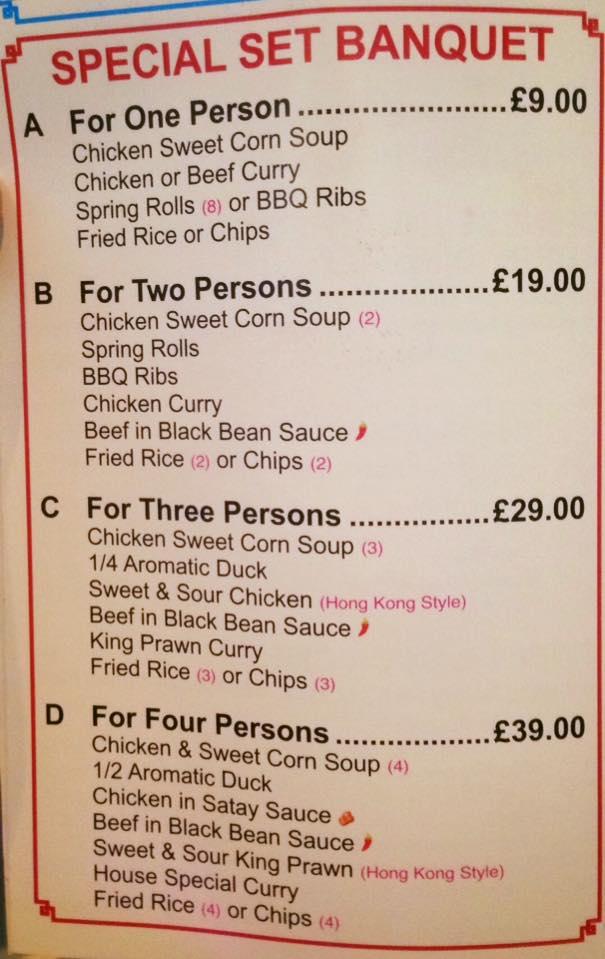 Menu at Green Bamboo Chinese Takeaway restaurant, Sunderland, 1 ...