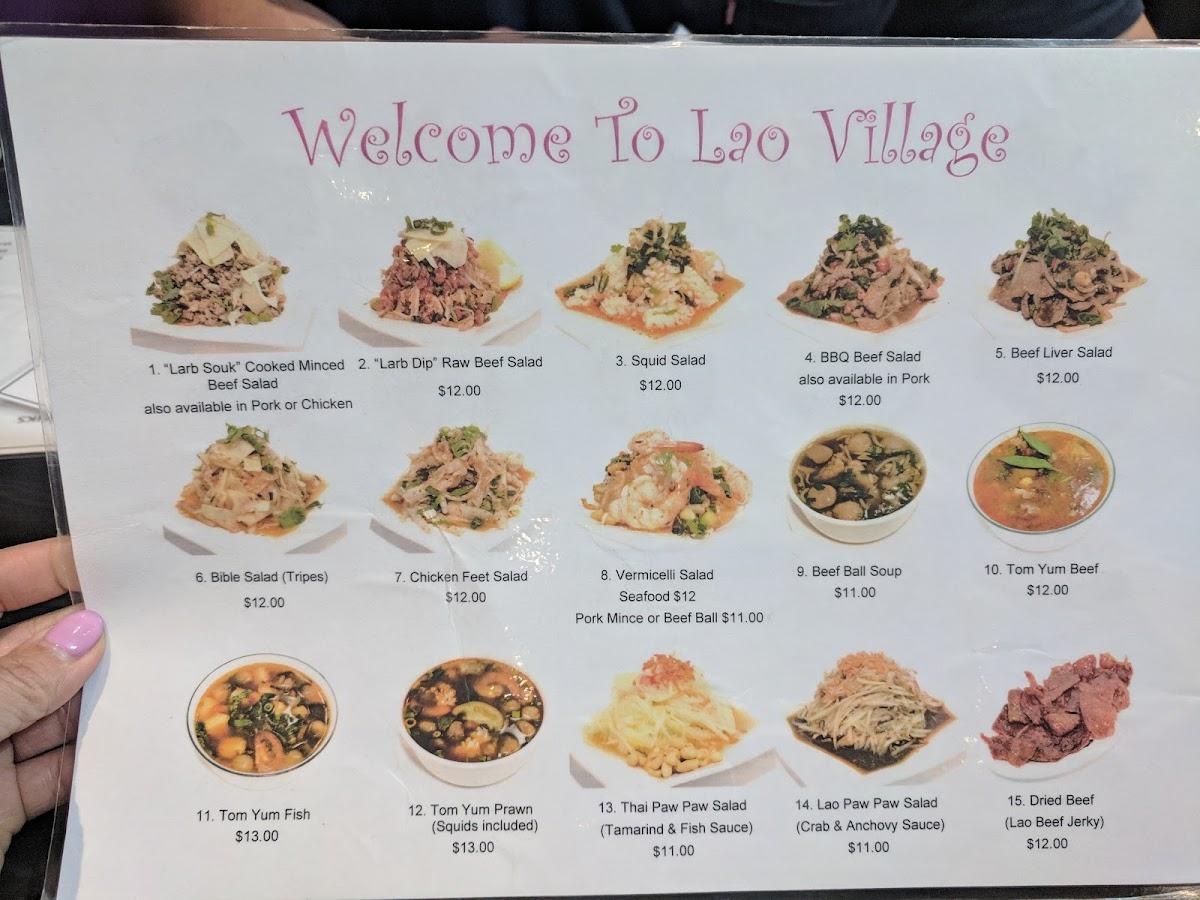 Menu at Lao Village fast food, Fairfield