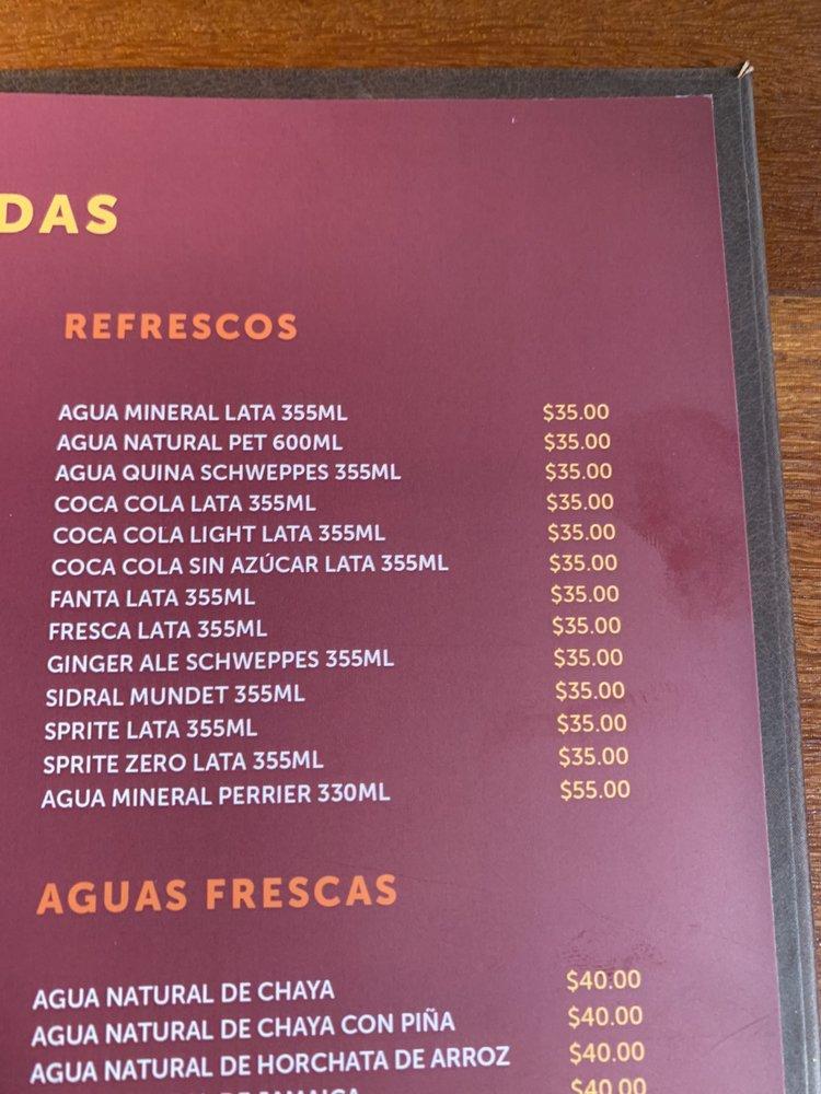 Menu at Museum of Yucateca Gastronomy restaurant, Merida