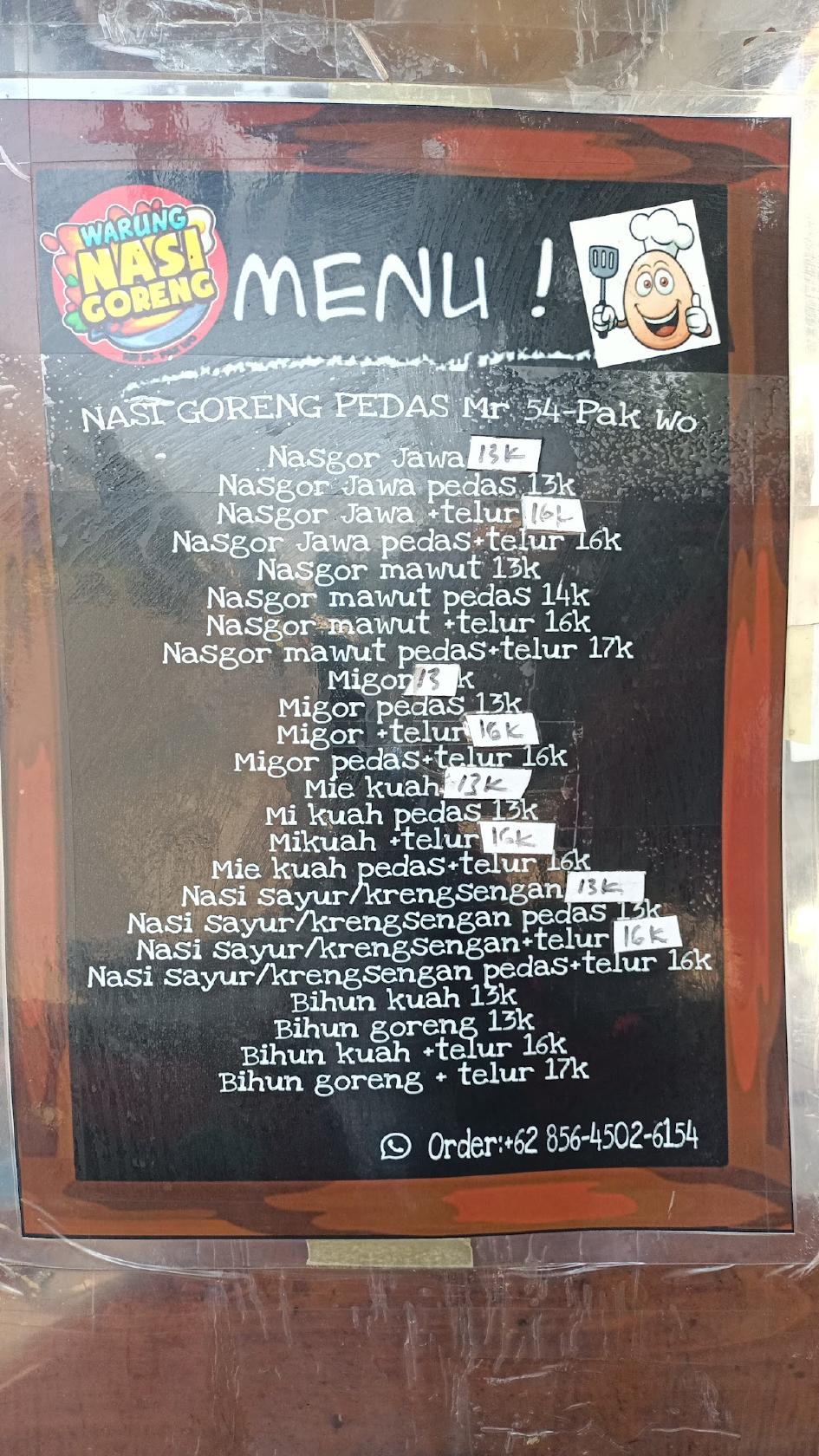 Carta del restaurante Nasi & mie goreng jawa pedas-54 Jl.Tidar 218 ...