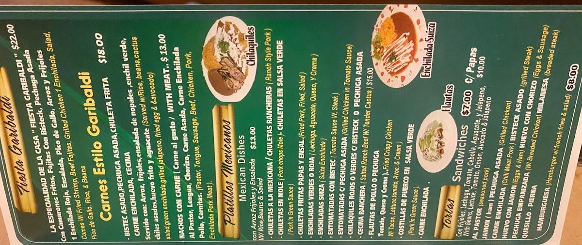 Menu at Plaza Garibaldi Mexican Restaurant, Perth Amboy