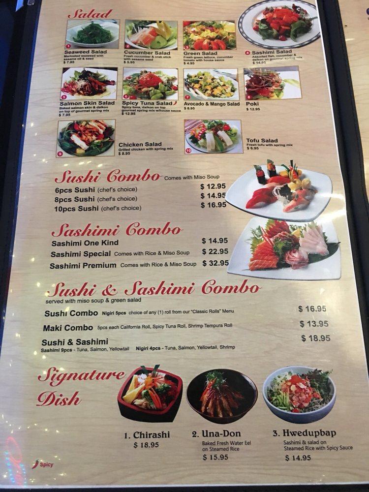 Menu at Sake Sushi & Korean BBQ, Lompoc