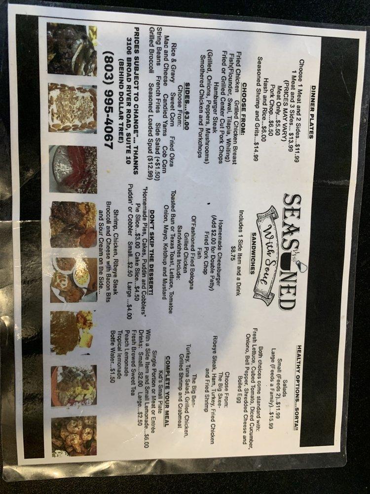 Menu at Seasoned with Soul... restaurant, Columbia