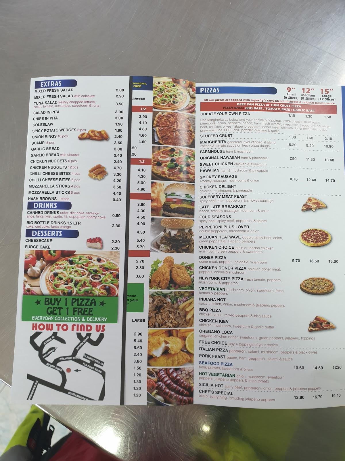 Menu at Superfry Leicester restaurant, Leicester