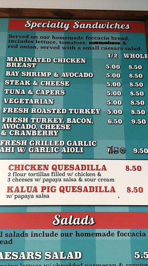 Menu at The Food Company Restaurant & Catering, Kailua, Keolu Dr