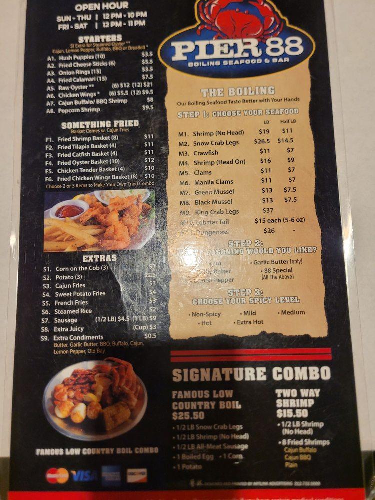 Menu at Pier 88 Boiling Seafood & Bar Independence, Independence