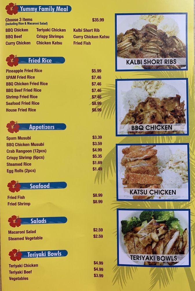 Menu at Yummy Hawaiian BBQ, Moorpark