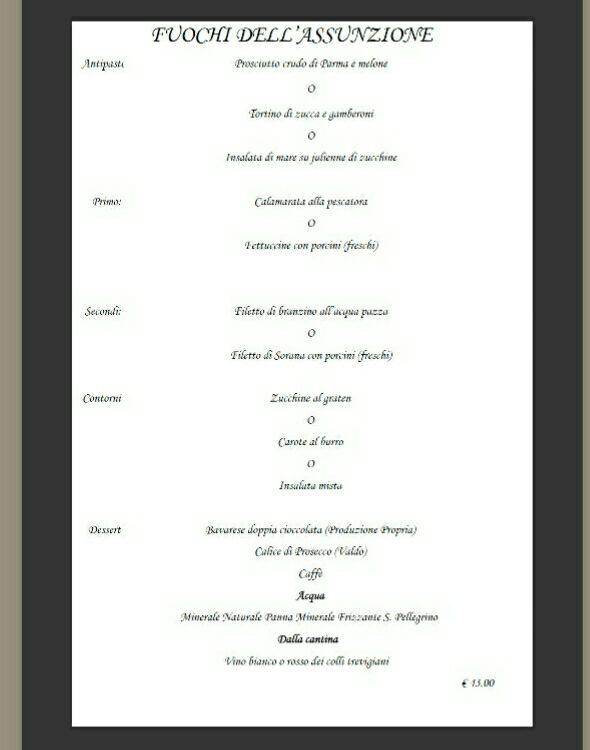 Menu da Ristorante Zairo, Padova