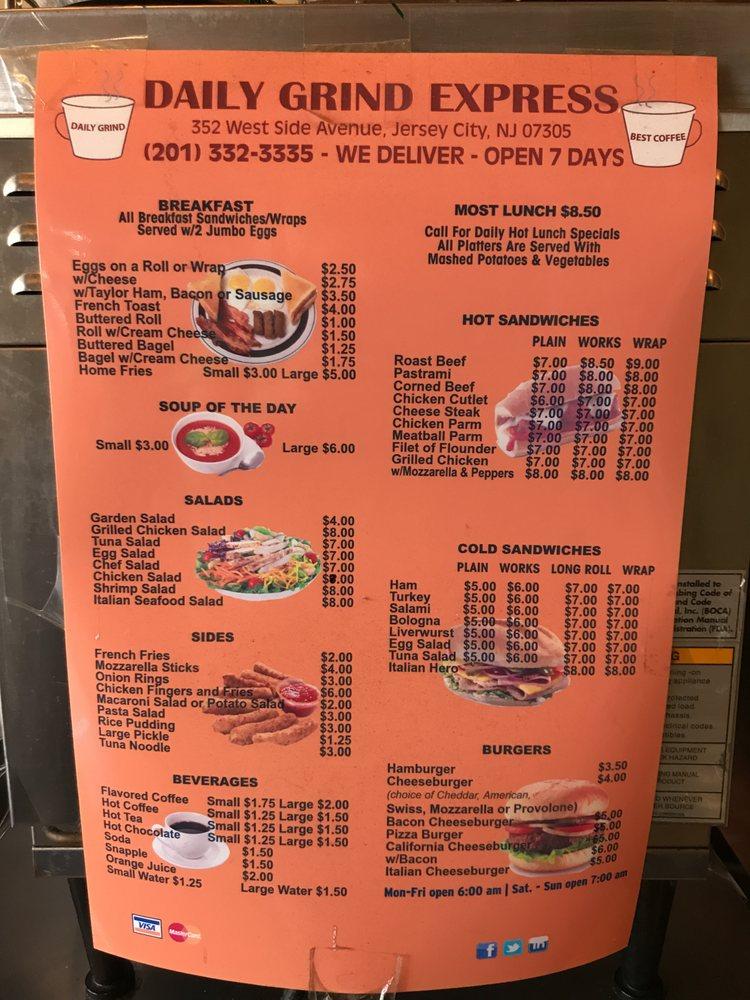 Menu at Daily Grind Express, Jersey City