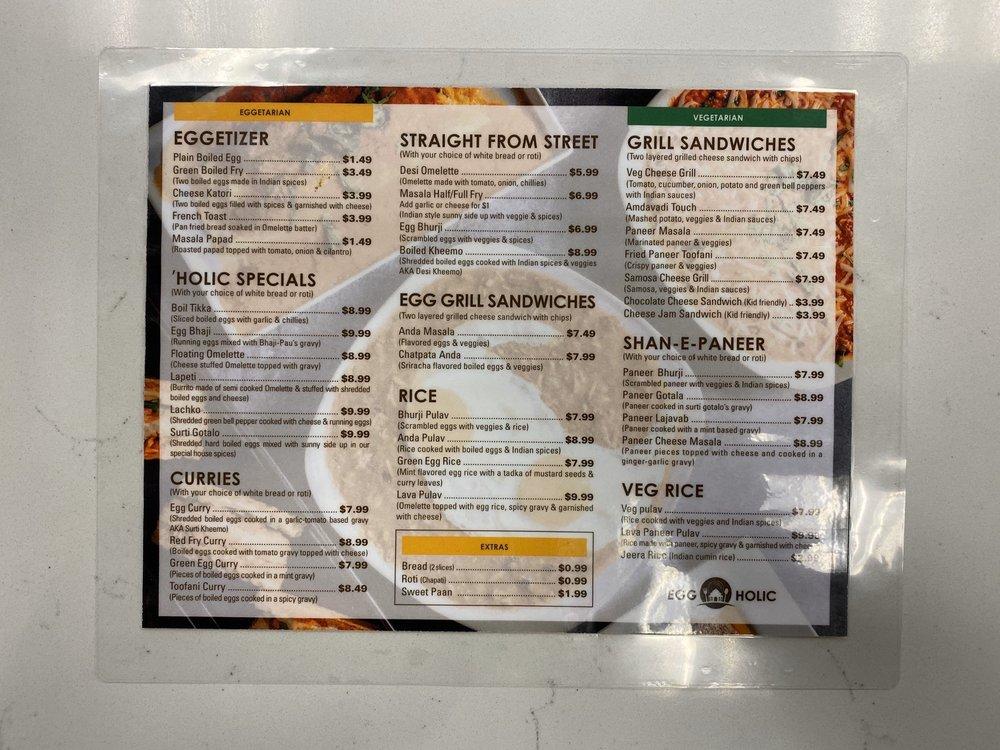 Menu at Eggholic Dublin restaurant, Dublin