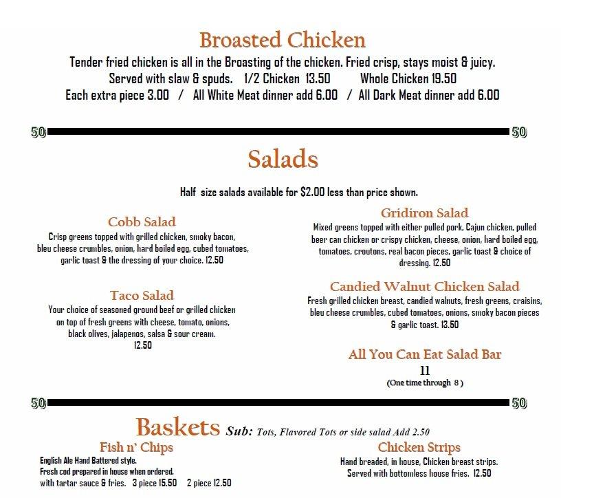 Menu at Gridiron Sports Bar & Grill, Harrisburg