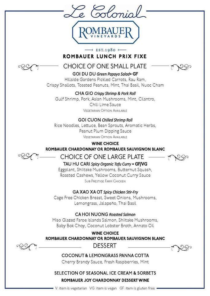 Menu at Le Colonial pub & bar, Atlanta