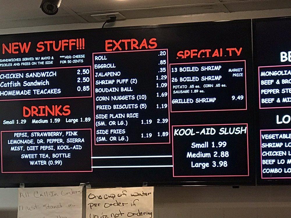 Menu at Original Timmy Chan restaurant, Houston, Martin Luther King Blvd