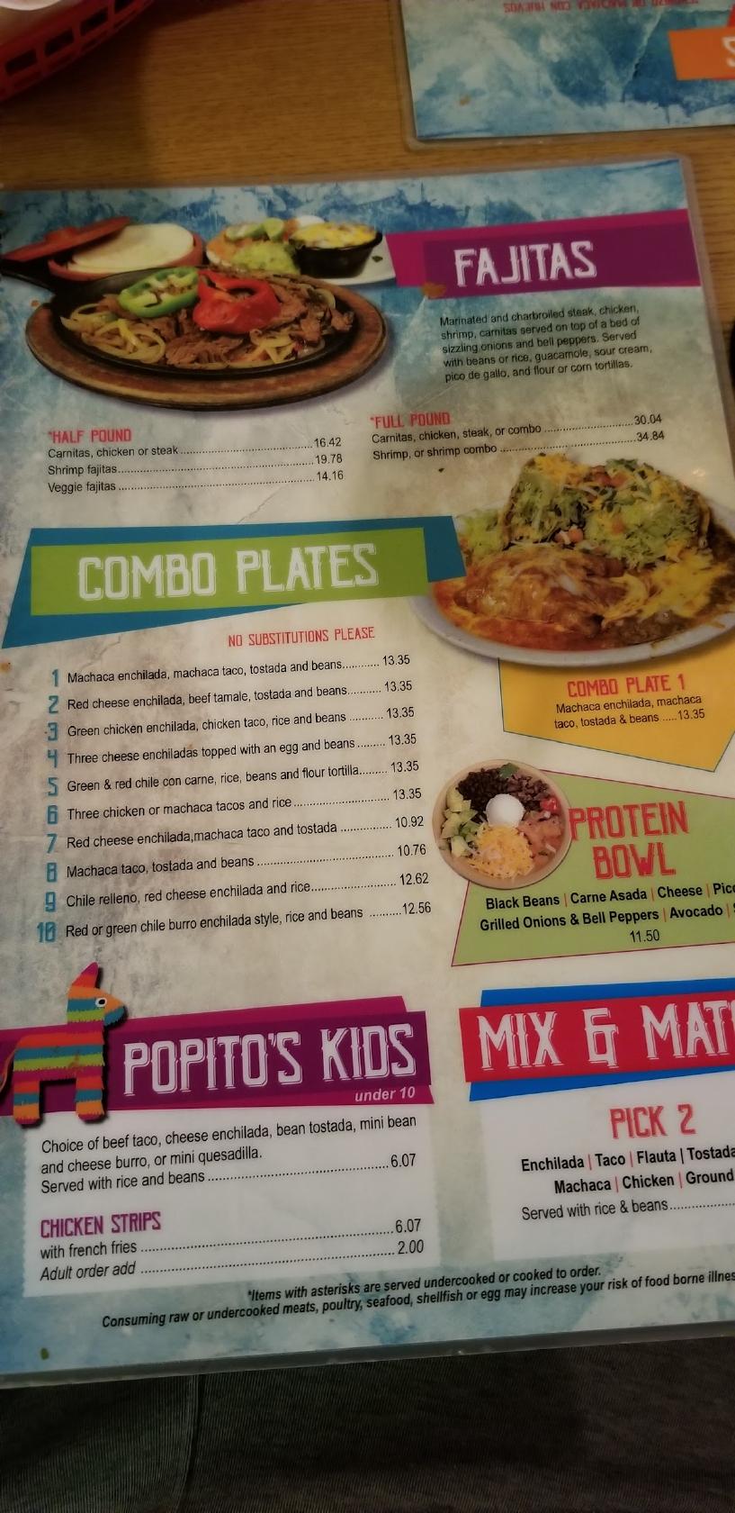 Menu at POPO'S Fiesta Del Sol pub & bar, Phoenix, W Indian School Rd