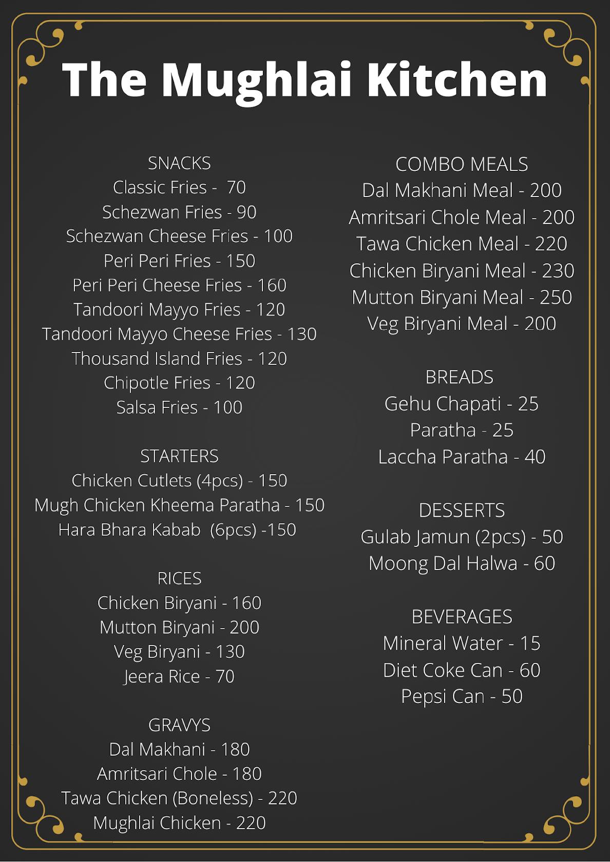 Menu at The Mughlai Kitchen, Mumbai