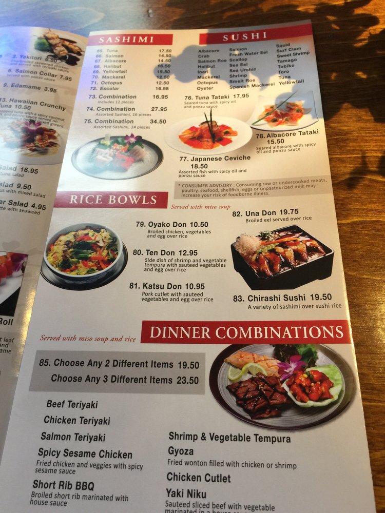 Menu at Yanagi Sushi & Grill restaurant, Pismo Beach