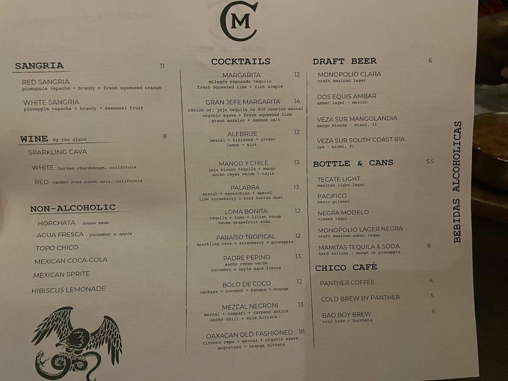 Menu at Chico Malo Miami pub & bar, Doral, NW 83rd Ave Suite 220
