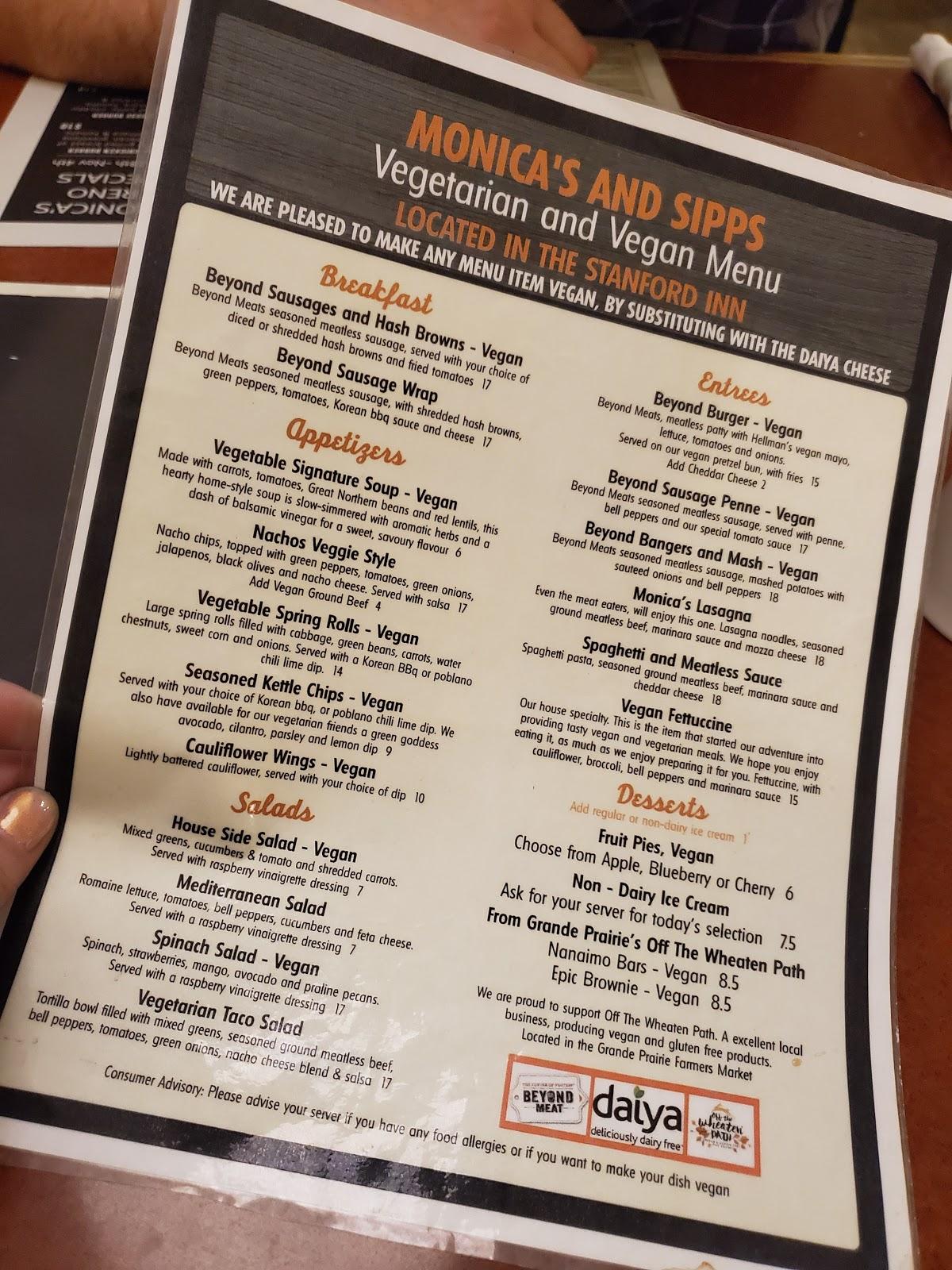 Menu at Monica’s Family Restaurant, Grande Prairie, 100 Ave.