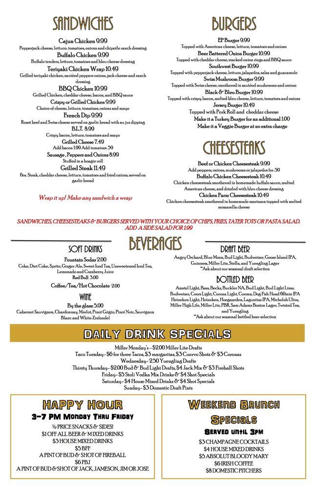 Menu at The Extra Pint pub & bar, Manville