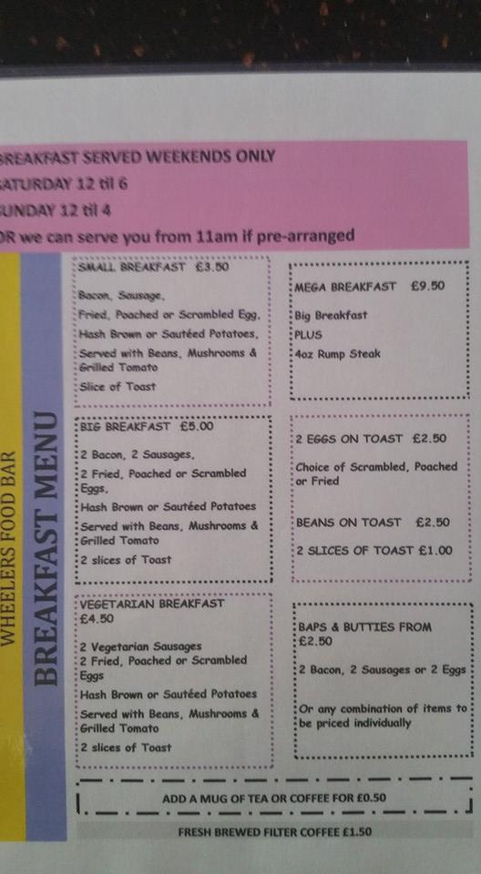 Menu at The Wheelers pub & bar, Torpoint