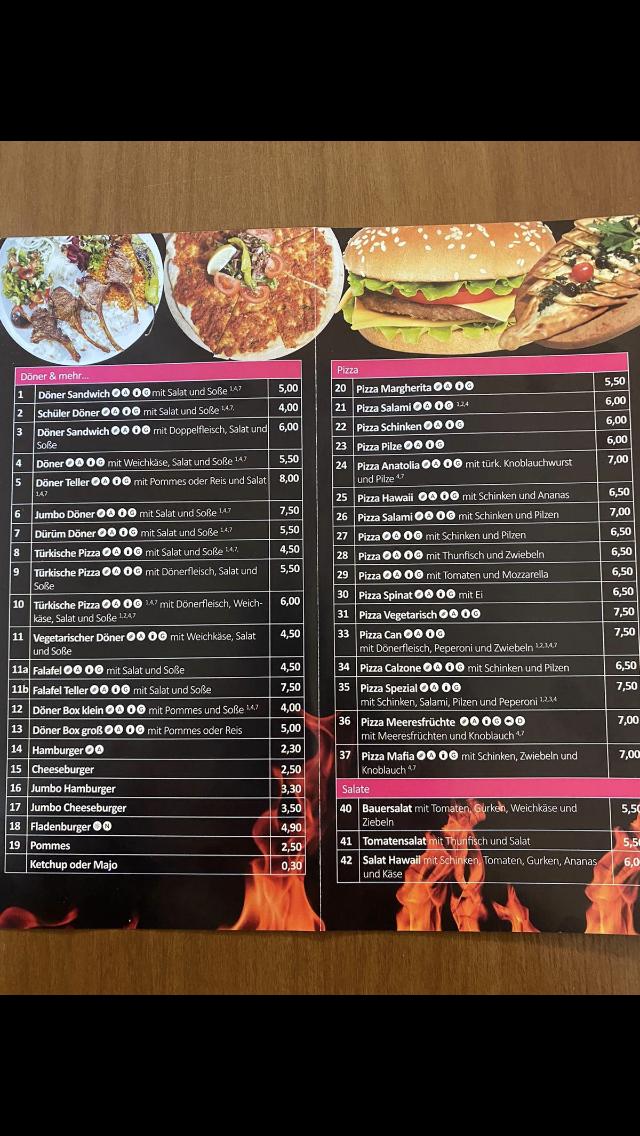 Menu at CAN restaurant, Langen