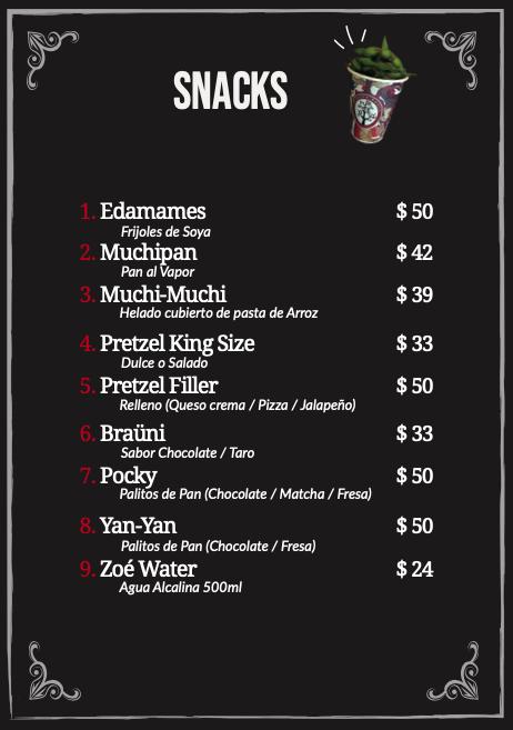 Menu at Cassava Roots Plaza Tepeyac cafeteria, Mexico
