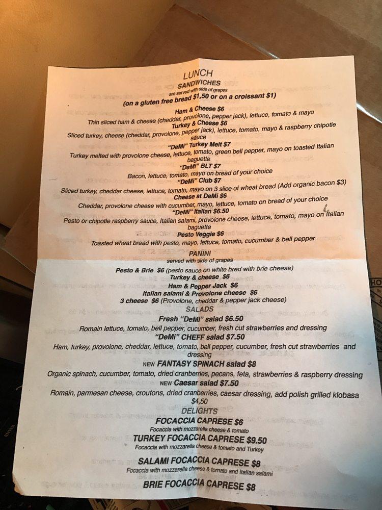 Menu at Demi Cafe Cafe., San Diego, Friars Rd #113