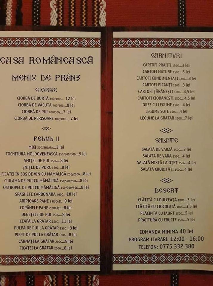 Menu at Galati Casa Romaneasca, Galați