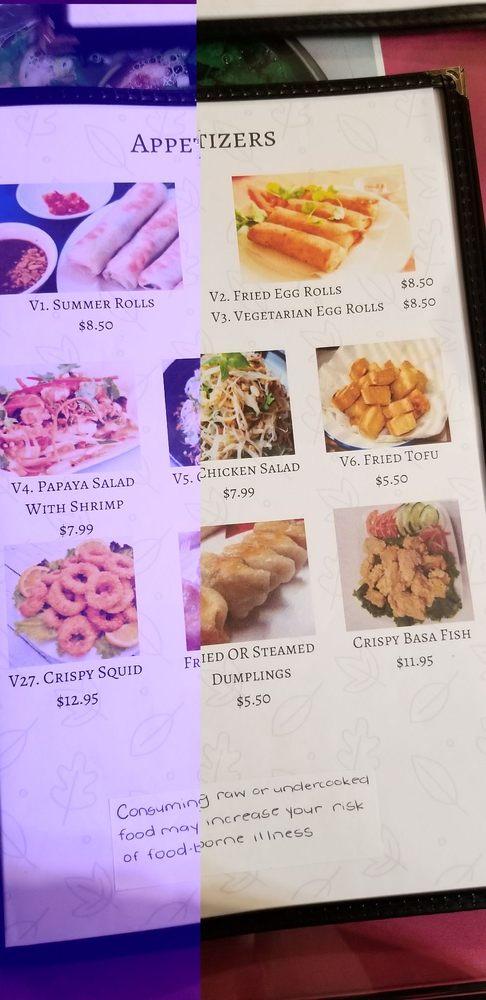 Menu at Lam's Garden restaurant, Hilo