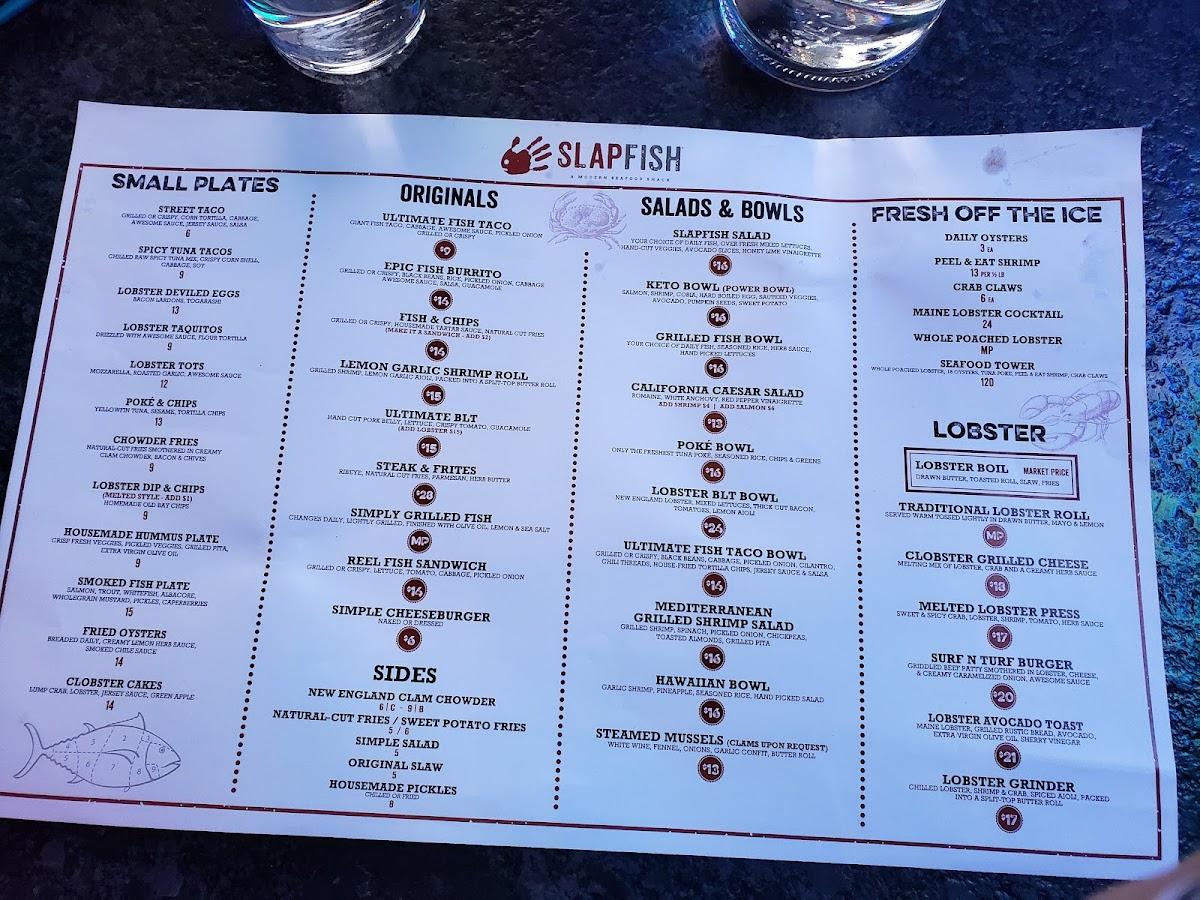 Menu at Raw Bar By Slapfish, Indianapolis