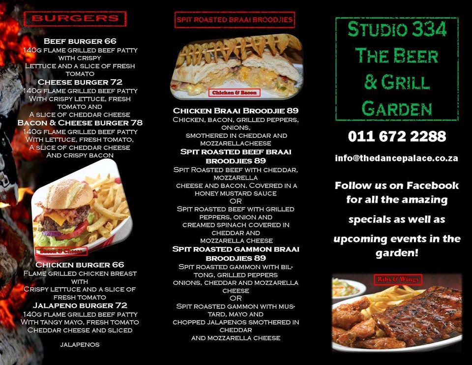 Speisekarte von The Dance Palace Restaurant - Studio 334, Roodepoort
