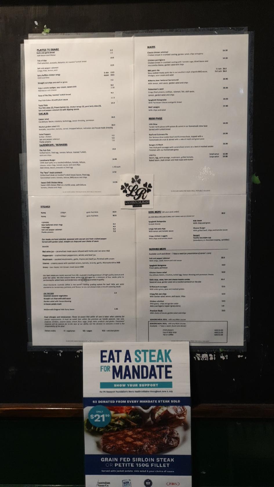 Menu at The Local Tavern pub & bar, Surfers Paradise