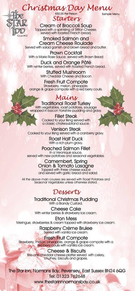 Menu at The Star Inn pub & bar, Pevensey Bay, Sluice Ln