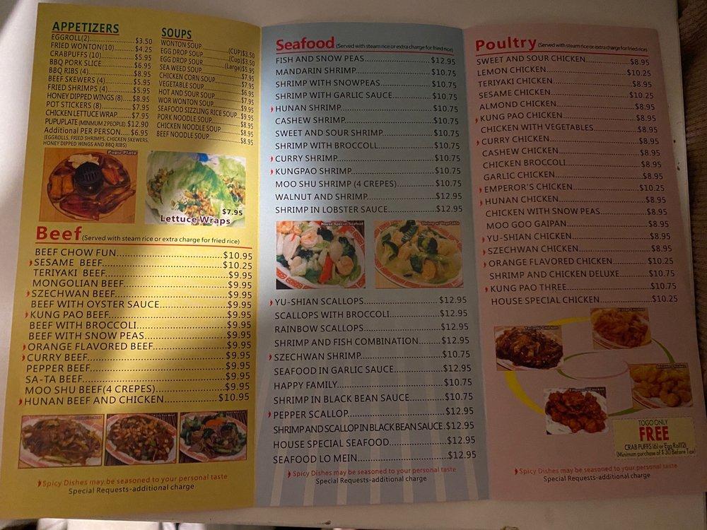 Menu at Big Heng restaurant, Peoria