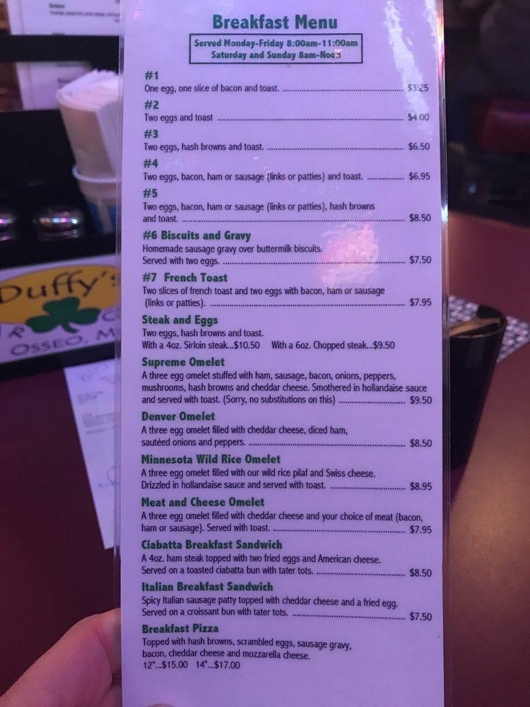 Menu at Duffy's Bar & Grill, Osseo