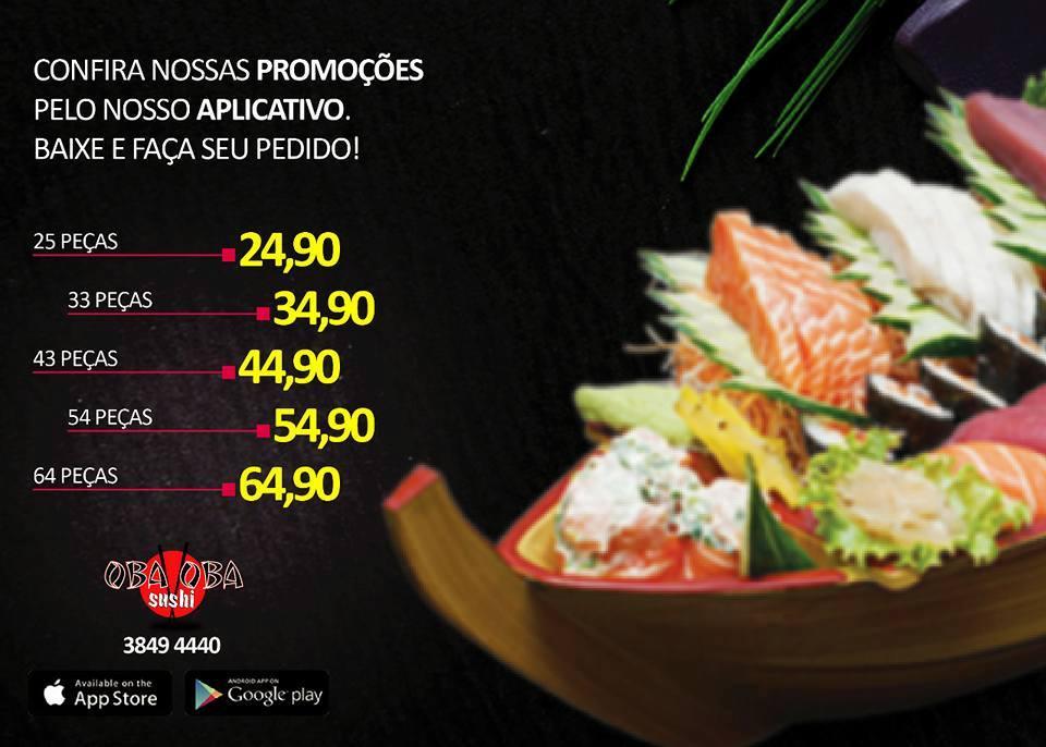 Menu at Oba Oba Sushi restaurant, Timóteo
