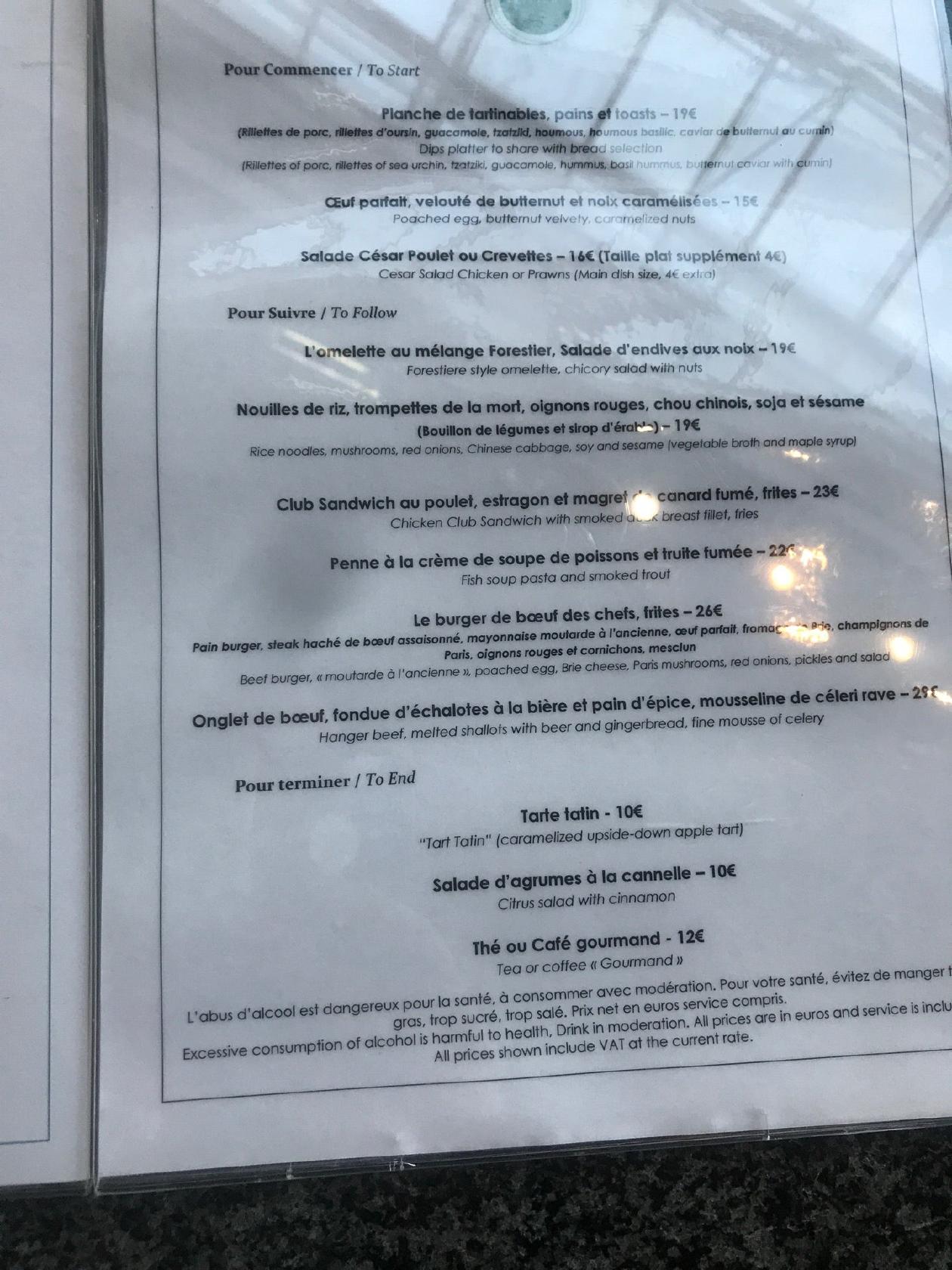 Menu at Restaurant Bar Skylight, Tremblay-en-France