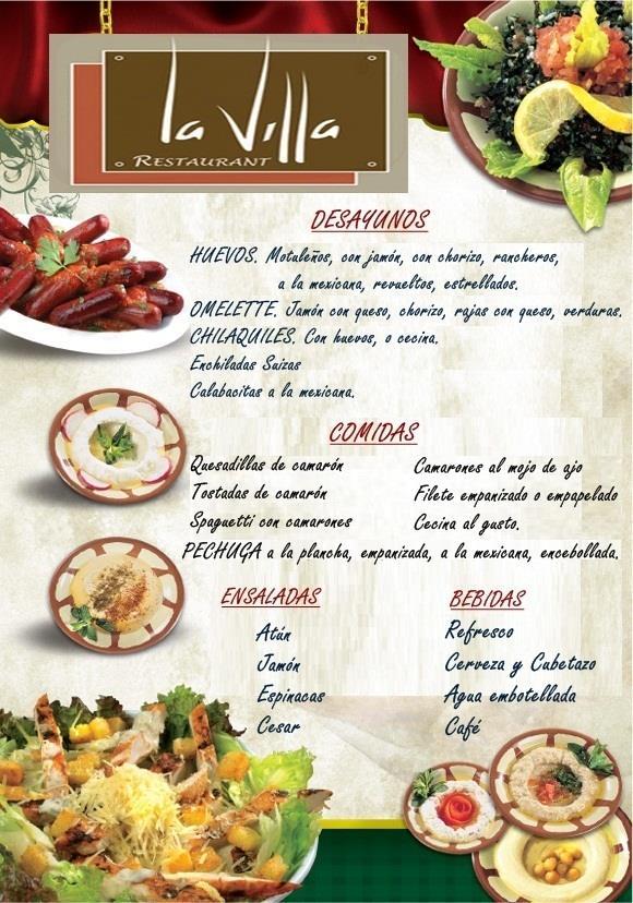 Menu at Restaurant La Villa, Arcelia
