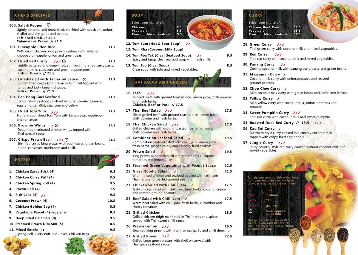 Menu at Thai Cuisine restaurant, Loganholme