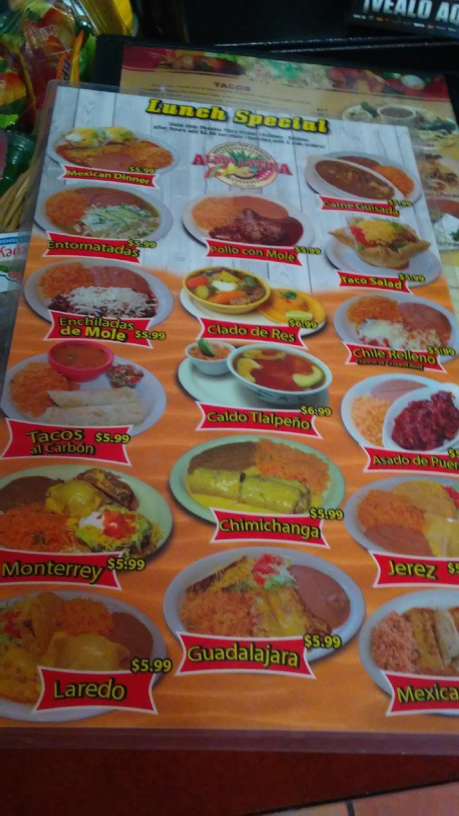 Menu at Alma Latina restaurant, Houston, Aldine Mail Rte Rd